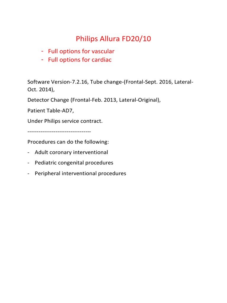 Philips Allura FD20-10 Full | PDF | Clinical Medicine | Cardiovascular ...
