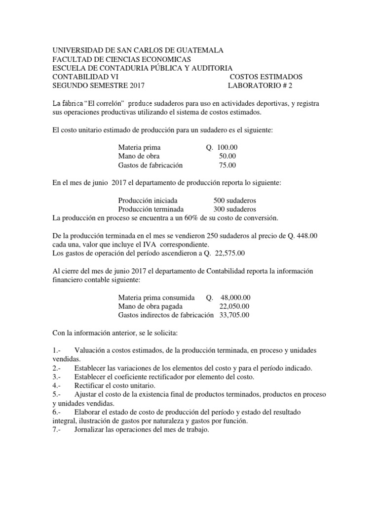 COSTOS ESTIMADOs | PDF