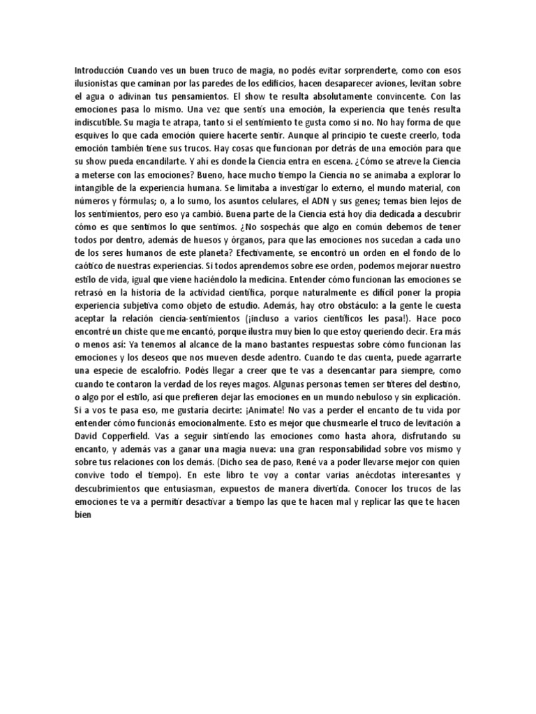 Emociones 1 Pdf Experiencia Las Emociones