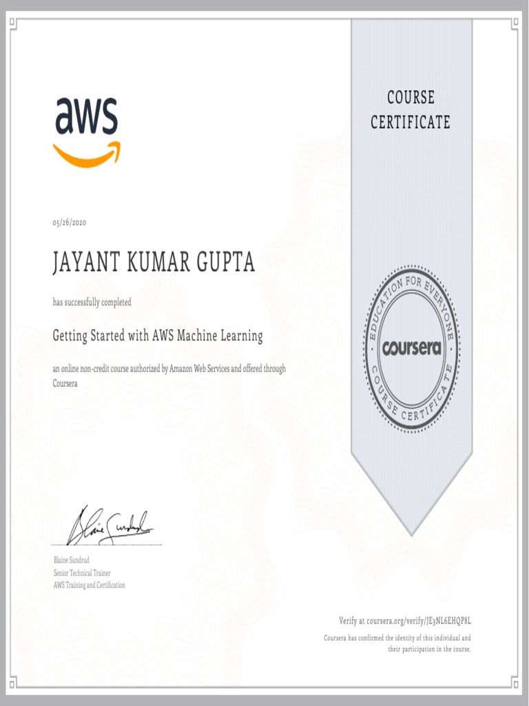 AWS ML Certificate by Coursera | PDF | E Commerce | Amazon Web Services