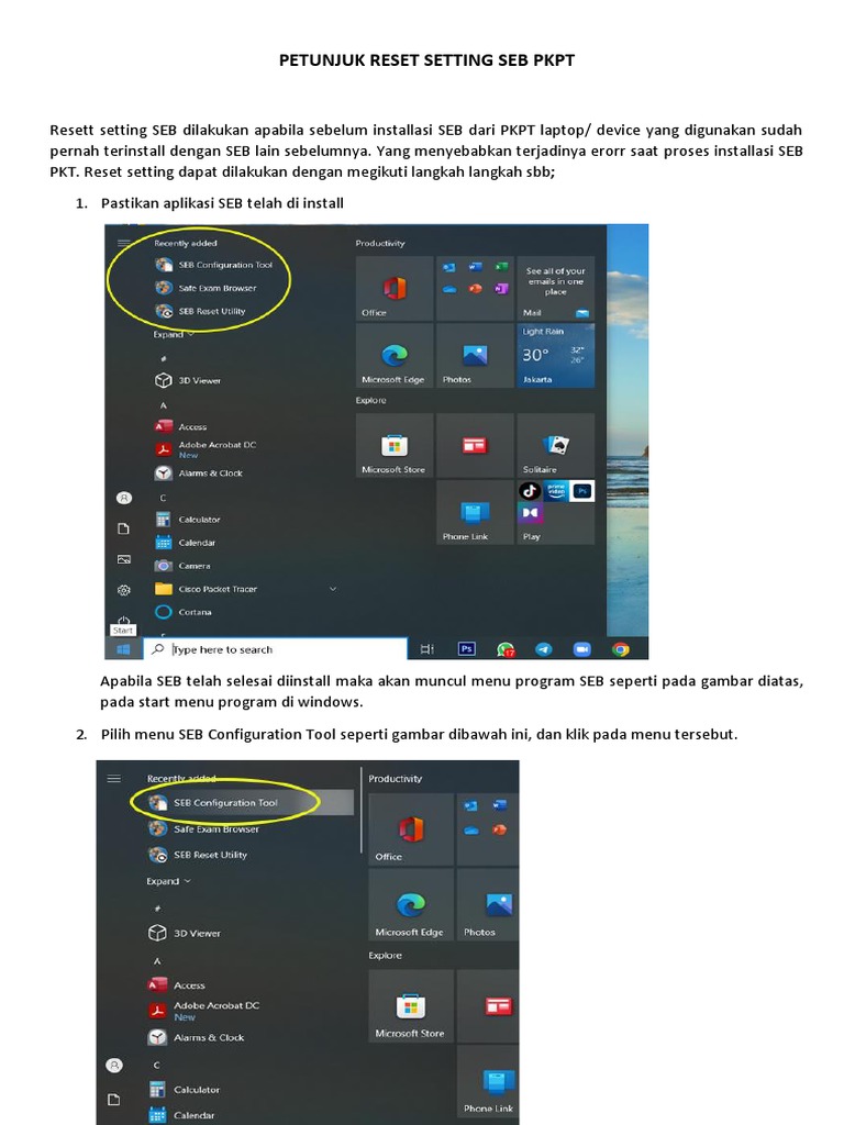 Petunjuk Reset Setting Seb | PDF
