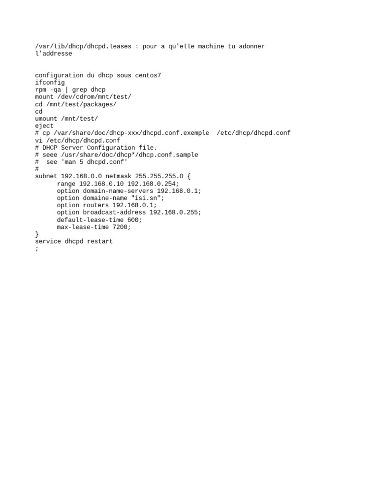 Configuration DHCP Centos | PDF