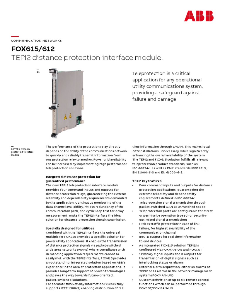TEPI2 Distance Protection Interface Module | PDF | Relay | Computer Network
