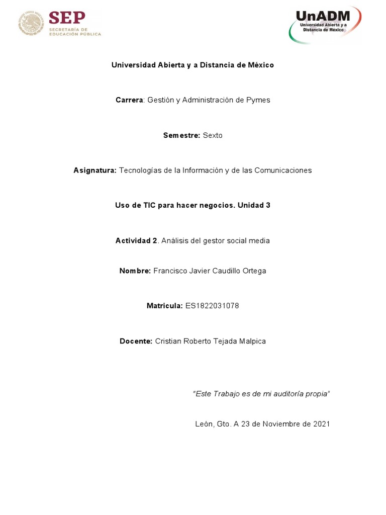 Gtic U3 A2 Frco | PDF | Business | Comunicación