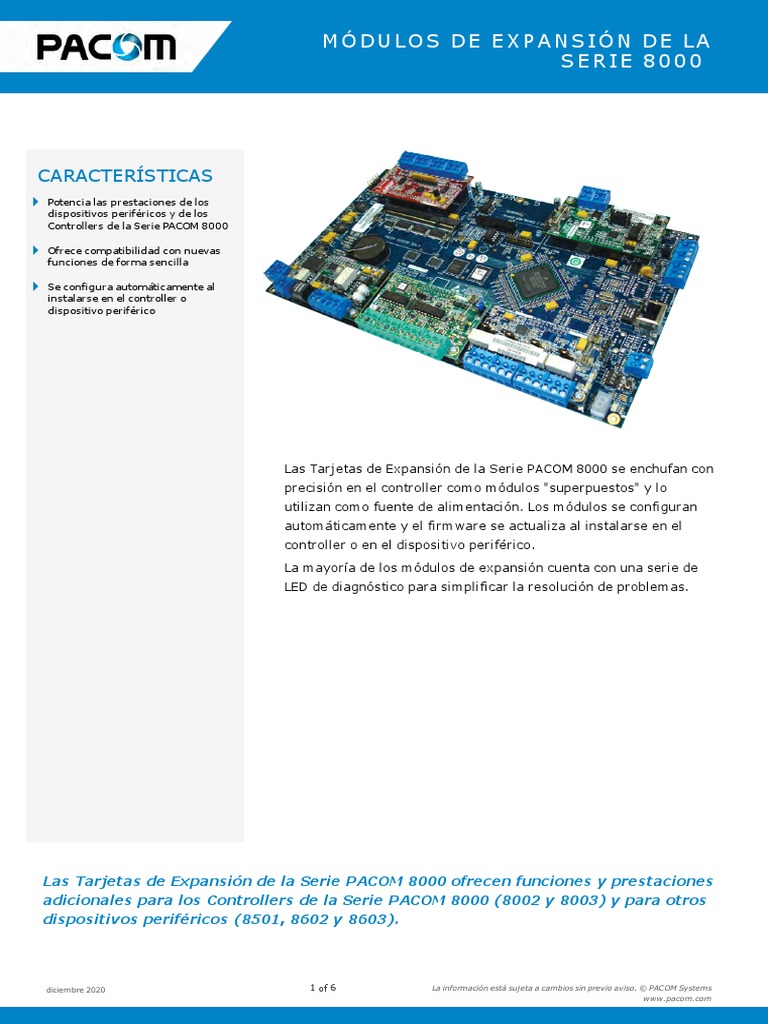 PACOM 8000 Series Expansion Modules Spanish Datasheet | PDF | 3 G | Módem
