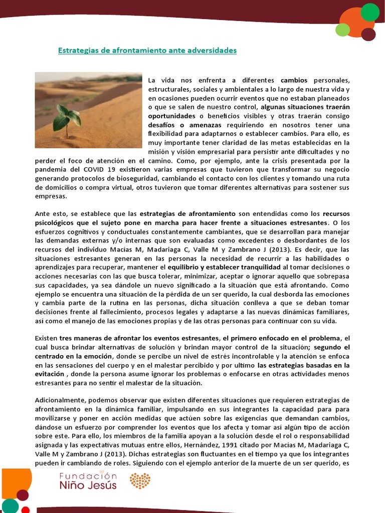 Estrategias de Afrontamiento y Resiliencia | PDF | Las emociones ...