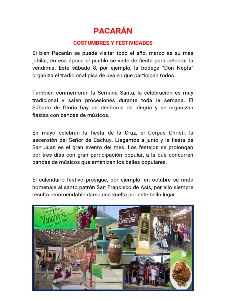 Pacarán Fesividades | PDF