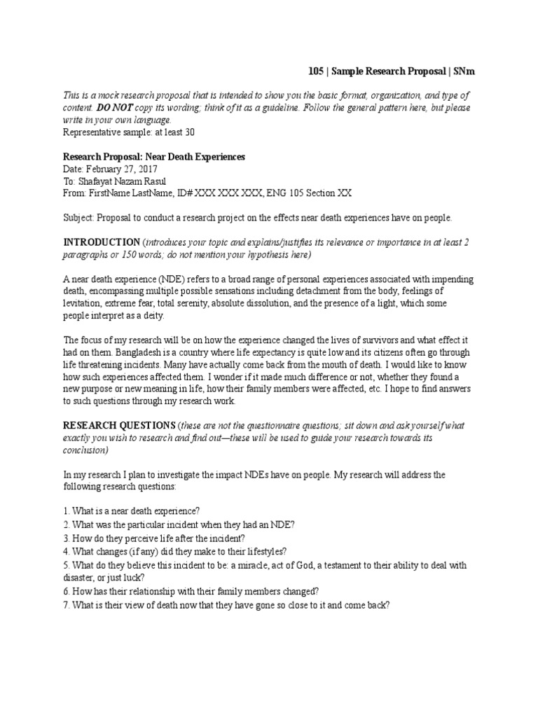 Research Proposal: Near Death Experiences | PDF | Experience | Science