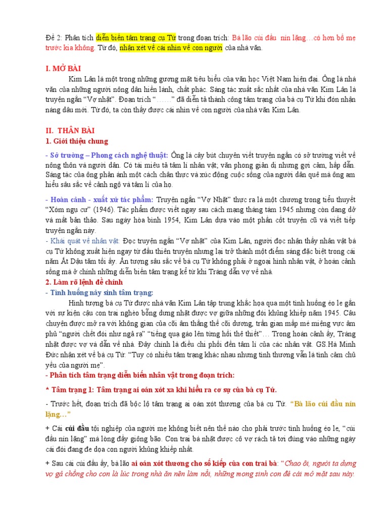 Ban Chua Bai Tap Nhom Phan Tich Tam Trang Ba Cu Tu 1 | PDF