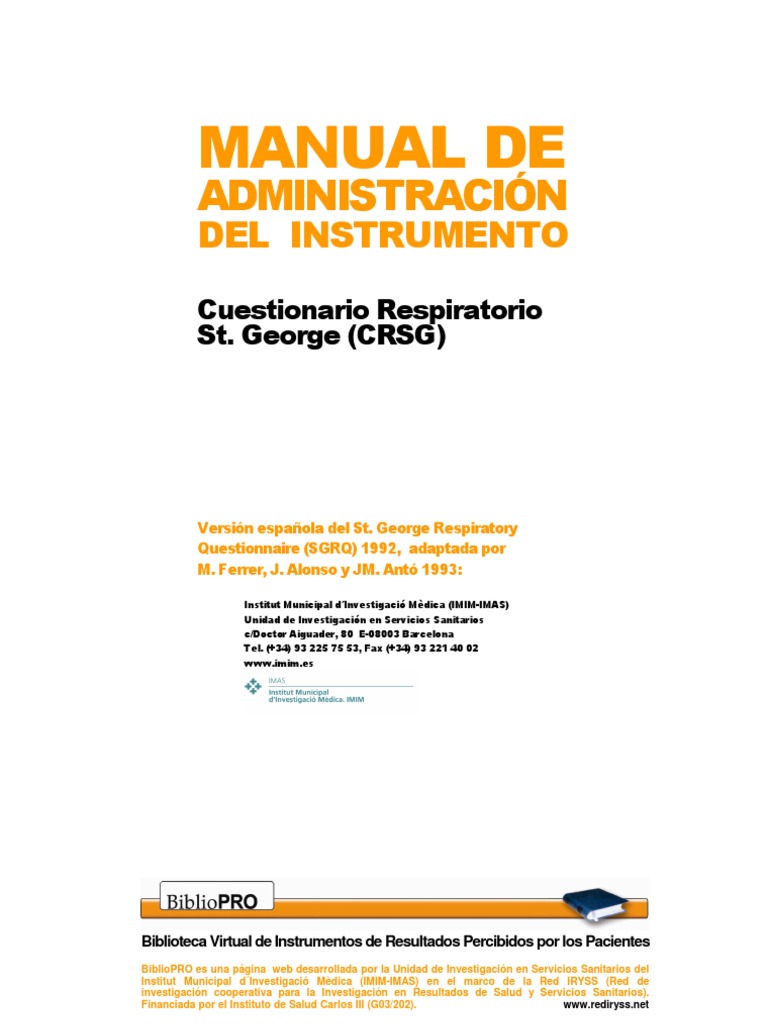 Manual SGRQ BiblioPRO | PDF | Cuestionario | Sistema respiratorio