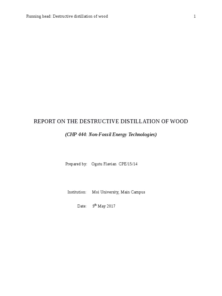 Report On The Destructive Distillation of Wood | PDF | Charcoal ...