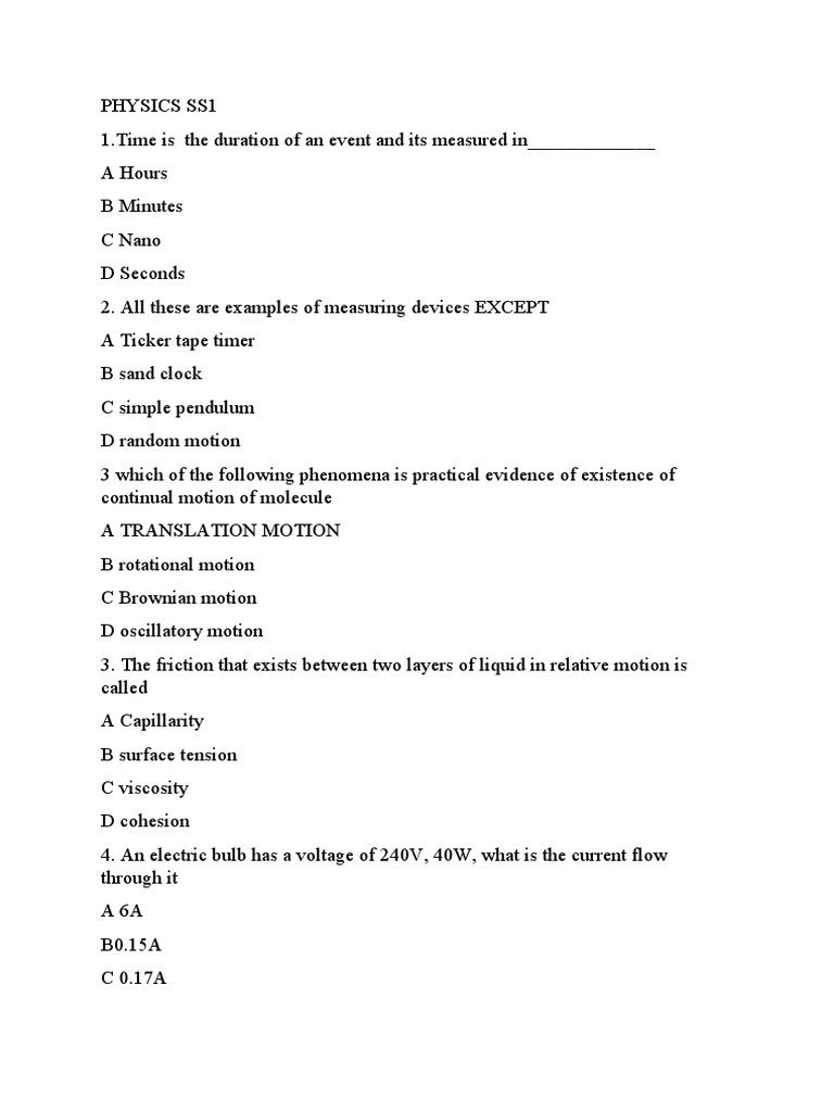 Physics SS1 | Download Free PDF | Series And Parallel Circuits | Mechanical Engineering