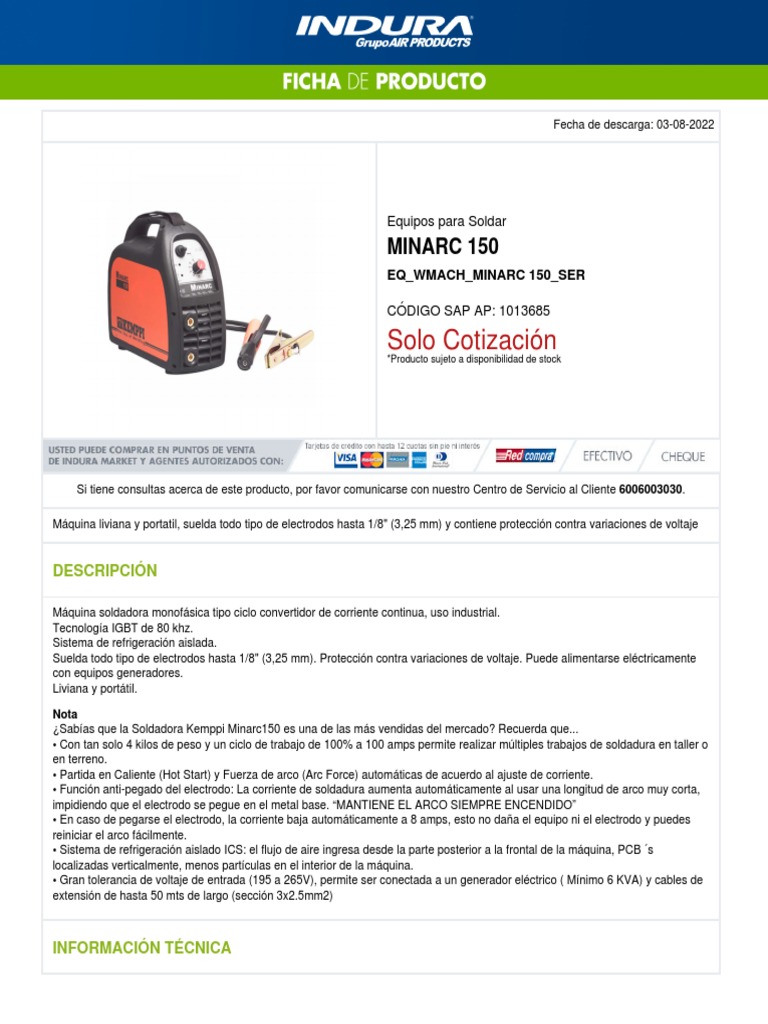 Soldadora Kemppi Minarc 150: Especificaciones | PDF | Soldadura ...