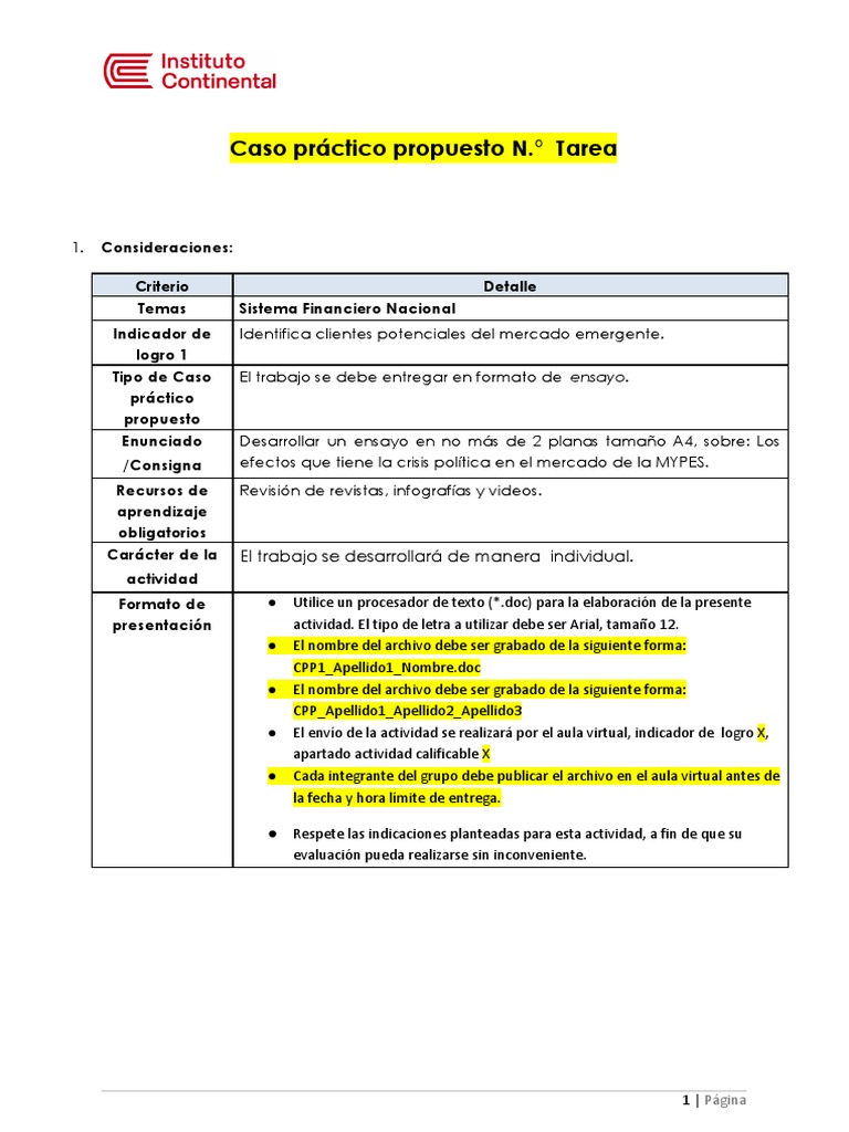 Caso Practico Propuesto | PDF | Evaluación
