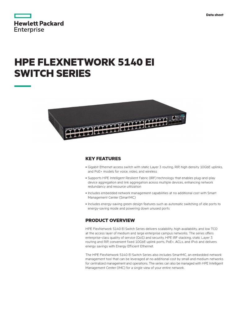 HPE FlexNetwork 5140 EI Switch Series Data Sheet-A50004343enw | Download Free PDF | Computer ...
