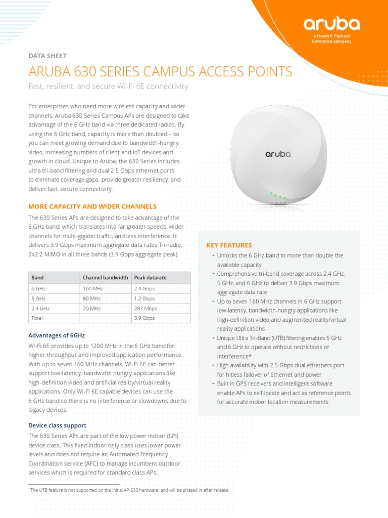 Aruba 630 Series Campus Access Points: Fast, Resilient, and Secure Wi ...
