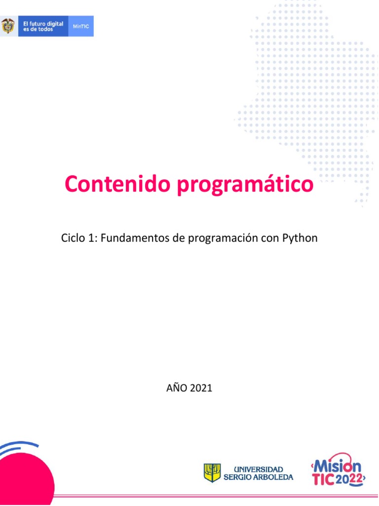 Ntenido Programaìtico Ciclo 1 Fundamentos De Programación Con Python Pdf Programación De 
