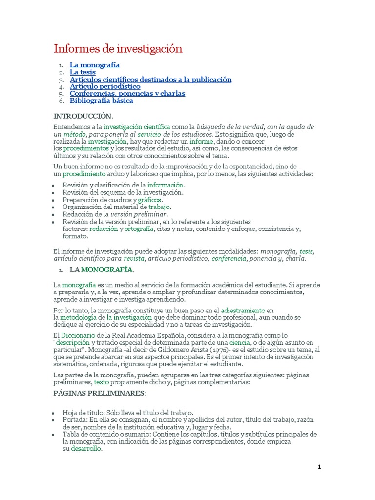 Estructura de Informes de Investigación | PDF | Conocimiento | Hipótesis