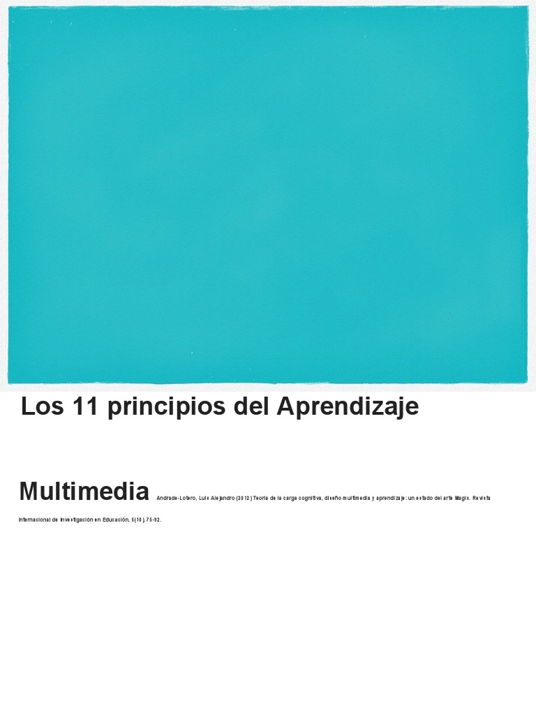 11 Principios Del Aprendizaje Multimedia | PDF | Multimedia | Aprendizaje