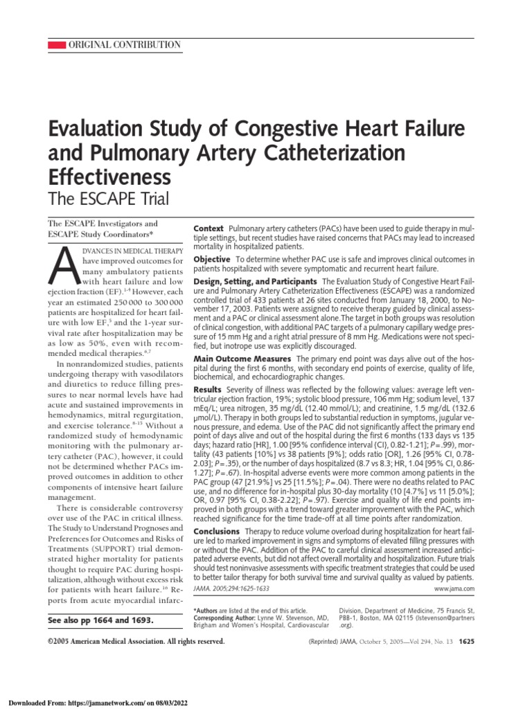 ESCAPE Study - JAMA 2005 | PDF | Heart Failure | Heart