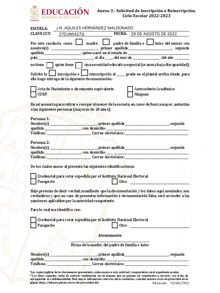 Anexo_v3_Solicitud_de_Inscripcion_2022_2023 | PDF | Gobierno