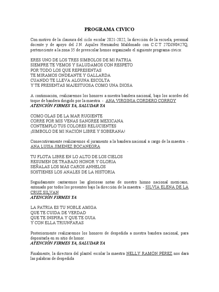 Celebración del cierre del ciclo escolar 2021-2022 con un programa cívico en honor a los ...