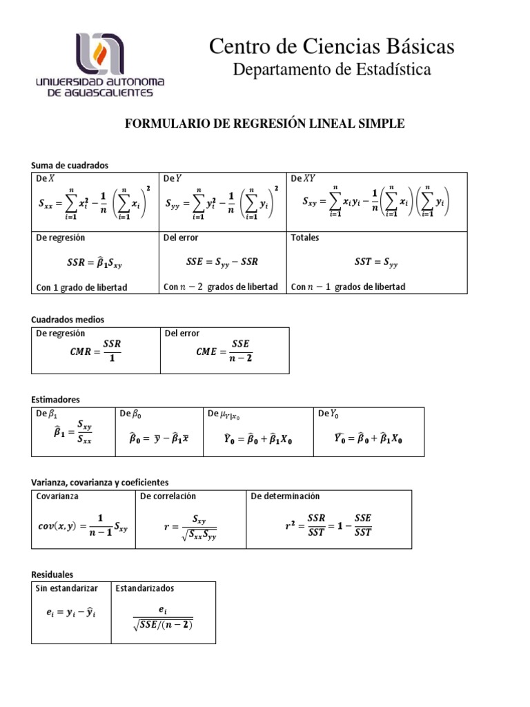 Regresion Lineal Simple | PDF | Covarianza | Regresión lineal
