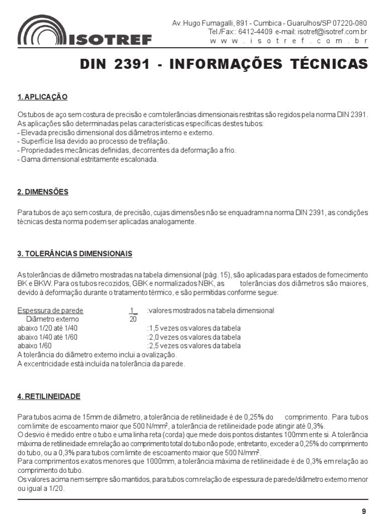 Tubos de Aço segundo Norma DIN 2391 | PDF | Aço | Corrosão