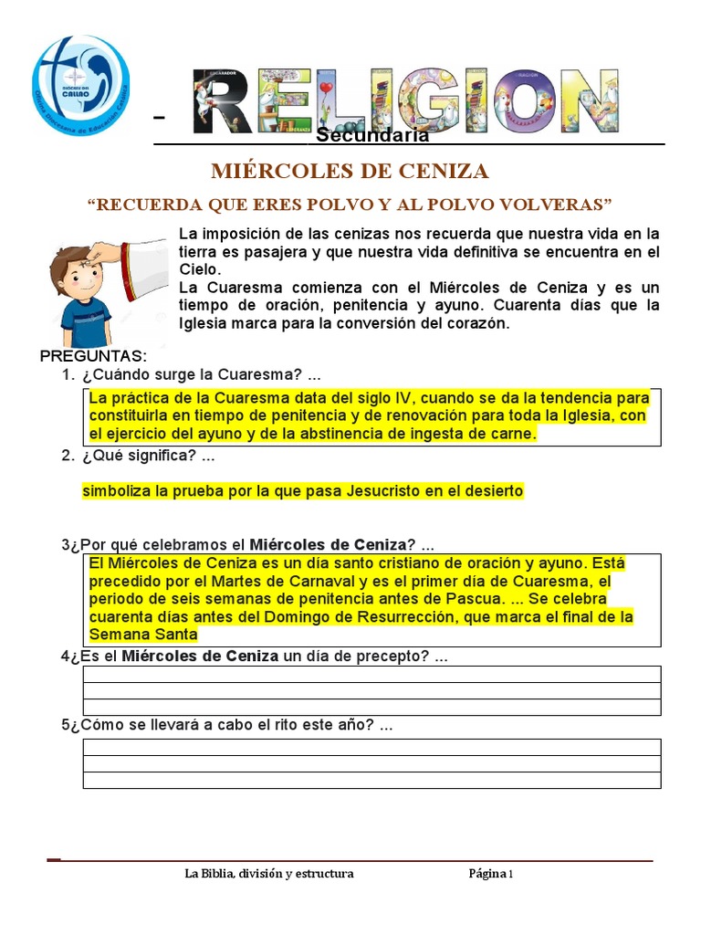 Fichas de Religión para Secundaria | PDF