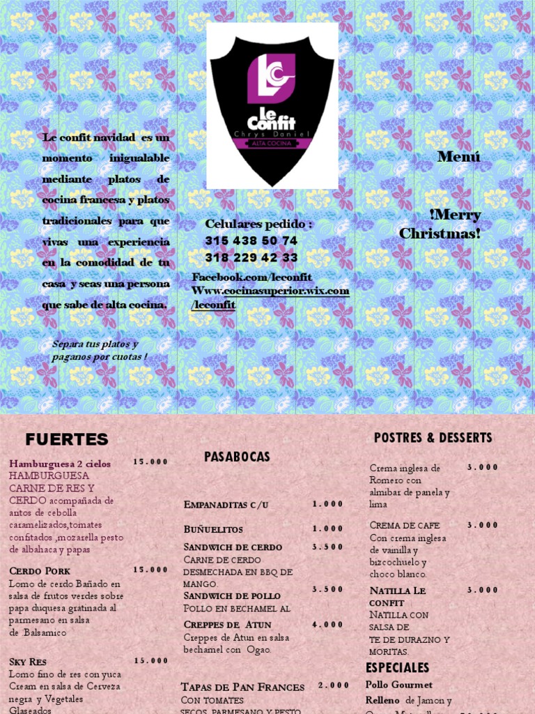 Menú Gourmet para Navidad 2023 | PDF | Salsa | pesto