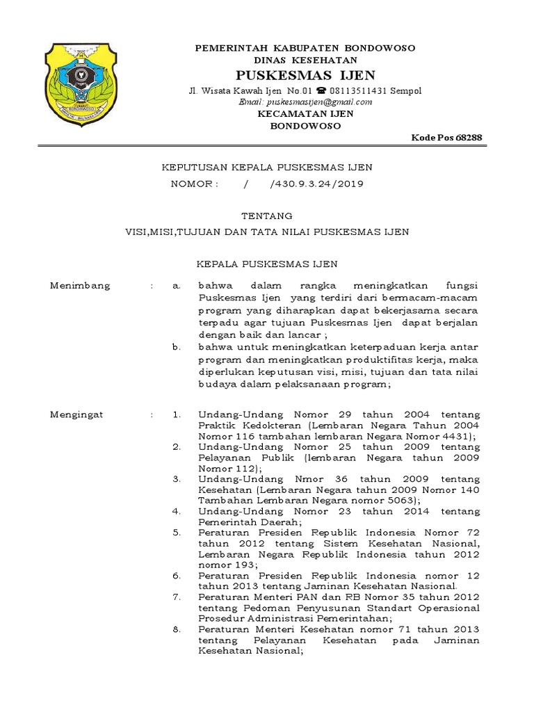 SK 3 Visi, Misi, Tujuan Dan Tata Nilai Fix | PDF
