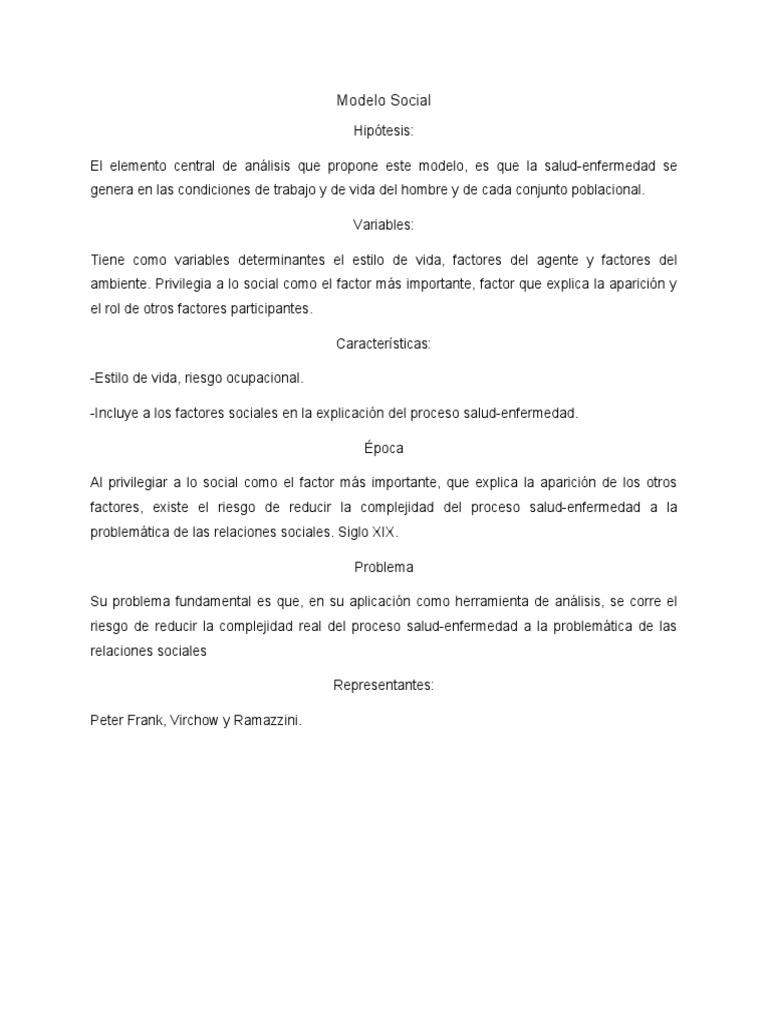 Modelos Social, Unicausal, Multicausal (RICARDO) | PDF | Especialidades ...