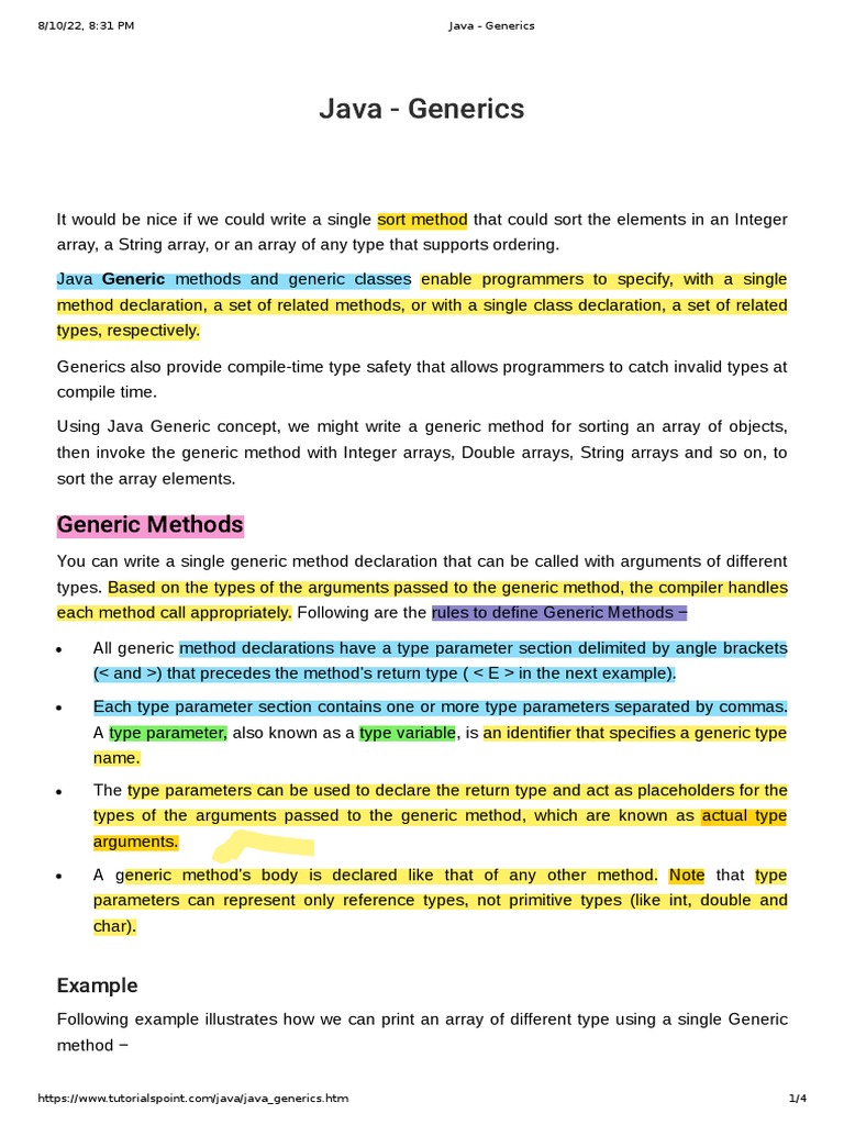 Java Generics Pdf Method Computer Programming Parameter Computer Programming 6699