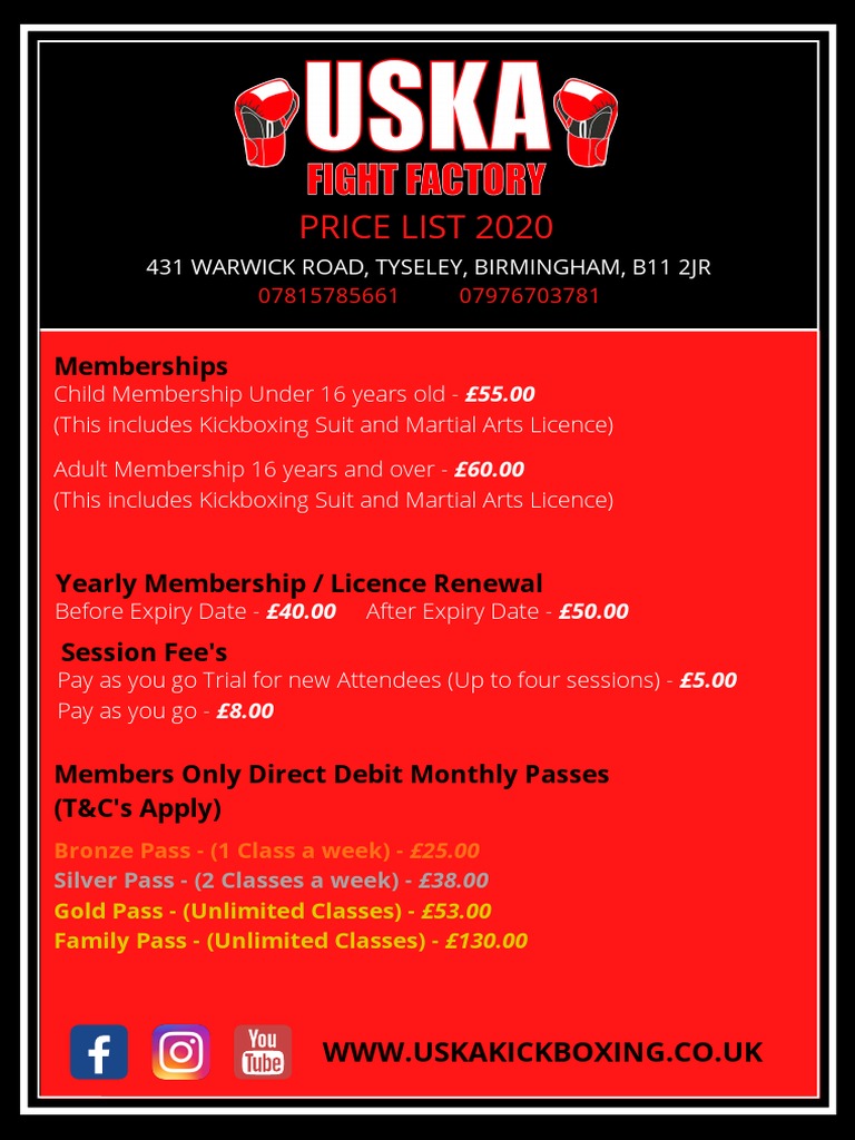 USKA Session Price List 2020 | PDF