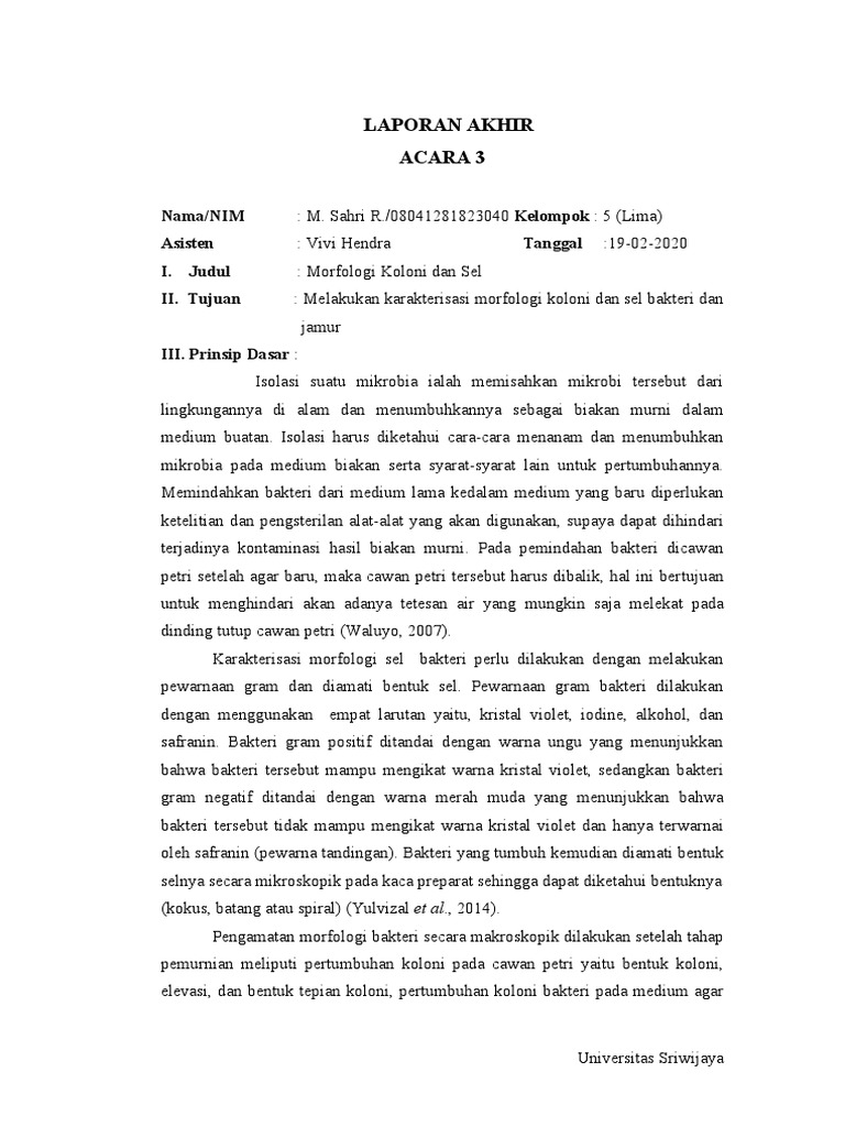 Acara 3 Sahri Yang Bener | PDF