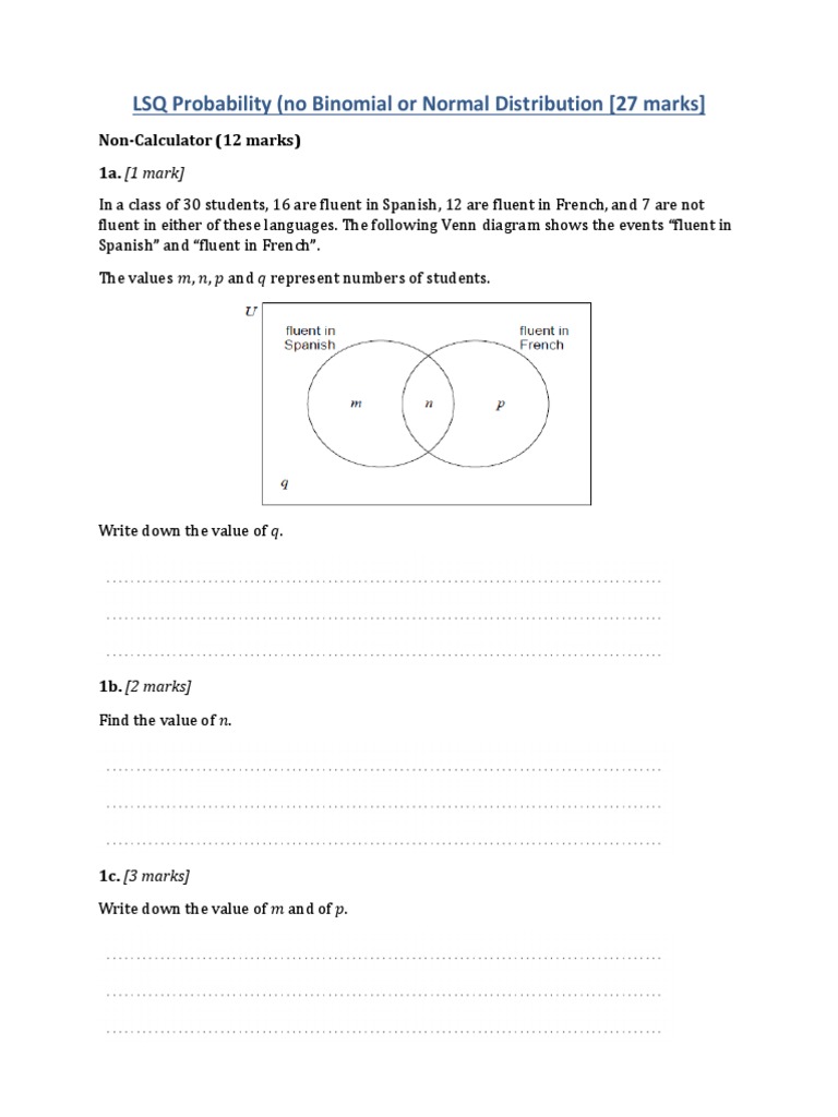LSQ Probability Non-Calc | PDF