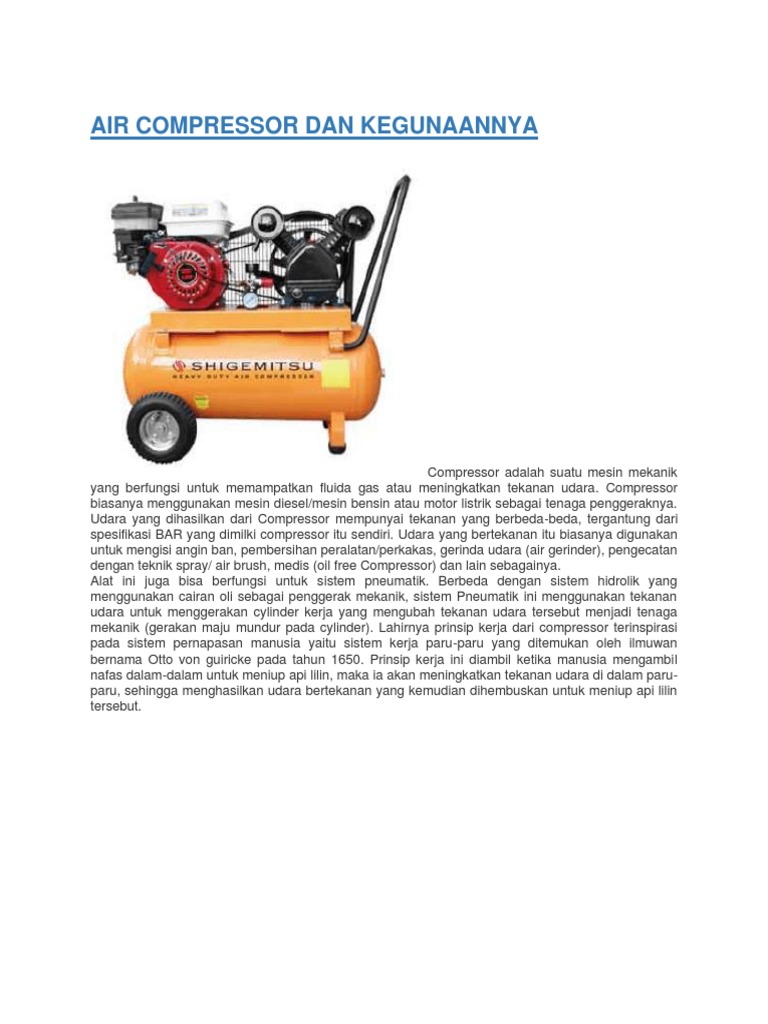 Air Compressor Dan Kegunaannya | PDF
