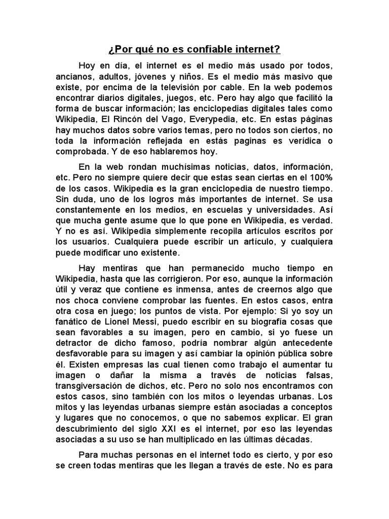 Por Qué El Internet No Es Confiable. | PDF | Wikipedia | Internet
