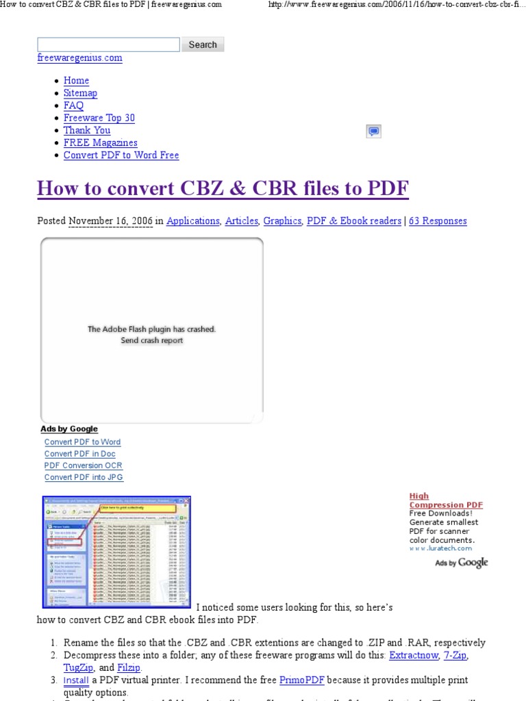 How To Convert CBZ & CBR Files To PDF | PDF | Google Chrome | Portable ...