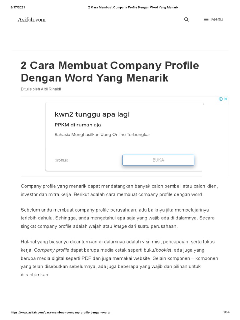 2 Cara Membuat Company Profile Dengan Word Yang Menarik | PDF