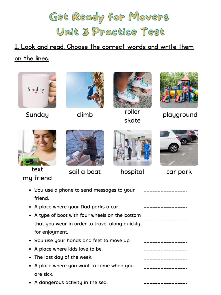 Get Ready For Movers Unit 3 Practice Test | PDF