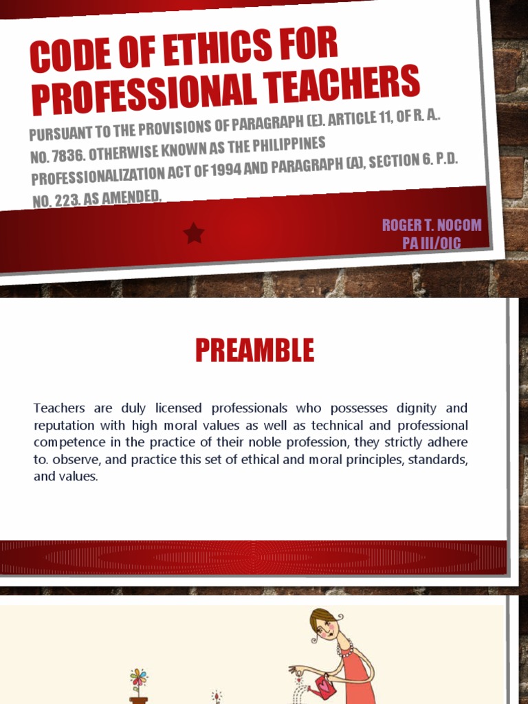 Code of Ethics For Professional Teachers | PDF | Curriculum | Teachers