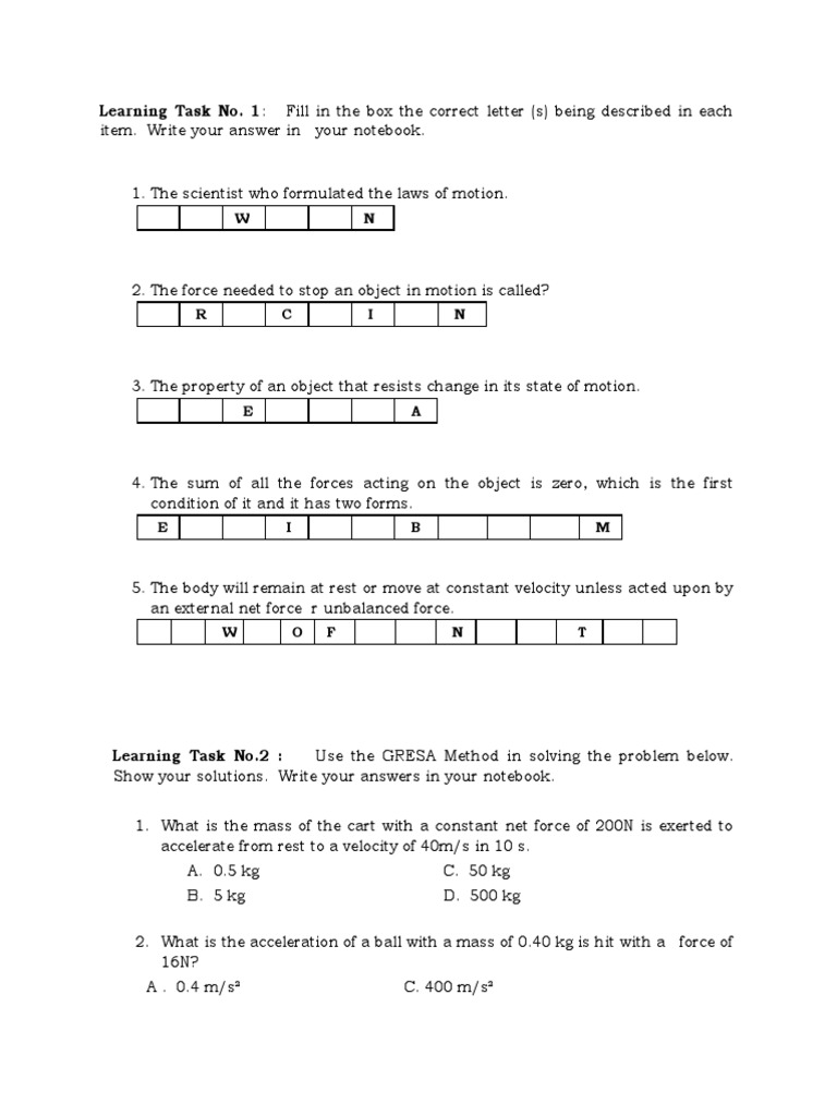 Learning Task No. 1: Fill in The Box The Correct Letter (S) Being Described in Each | PDF ...