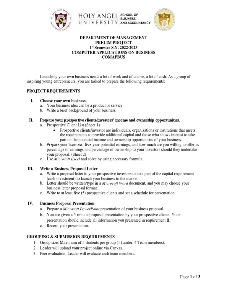 COMAPBUS Prelim Project 1st Semester SY2022-2023 | PDF | Rubric (Academic)