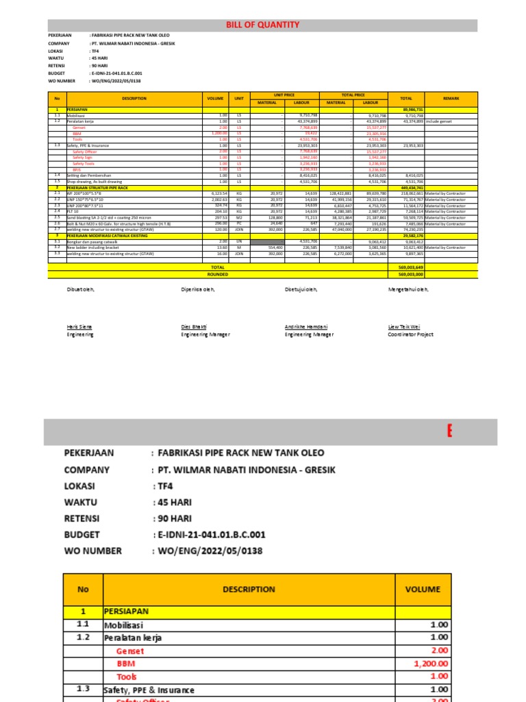 RFQ Fabrikasi Pipe Rack New Tank Oleo | PDF | Mechanical Engineering