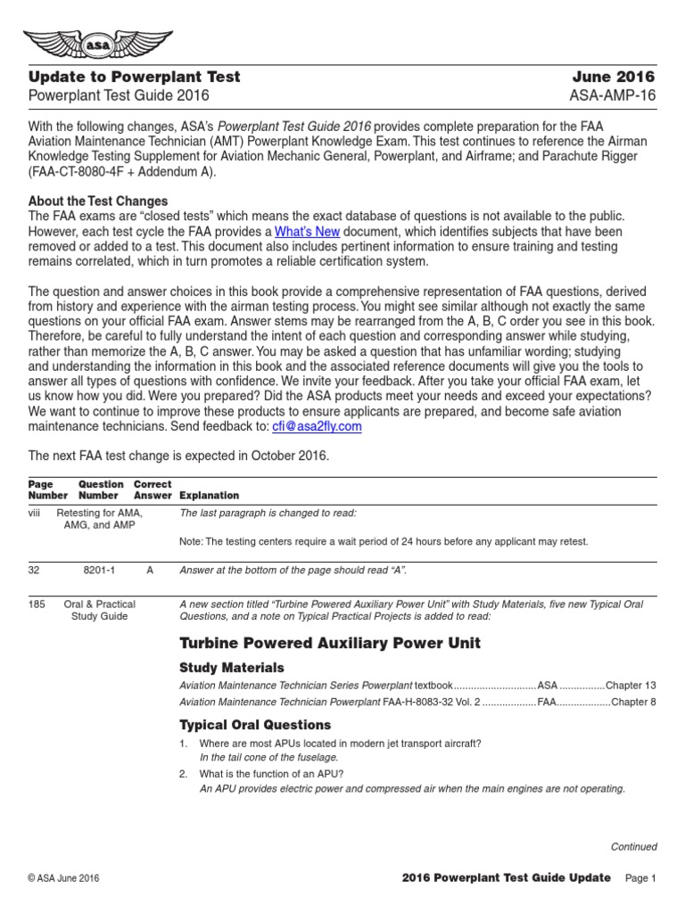 Powerplant Test Guide 2016 ASA-AMP-16 | PDF | Aviation