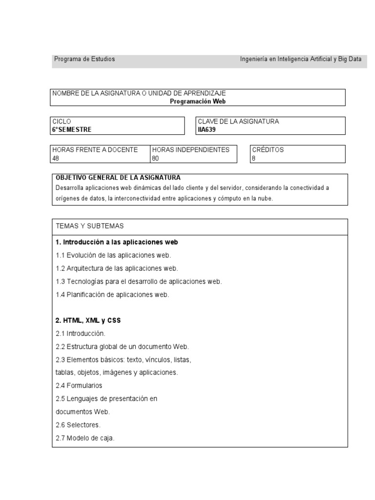 Programación Web | PDF | Aplicación web | Software de la aplicacion