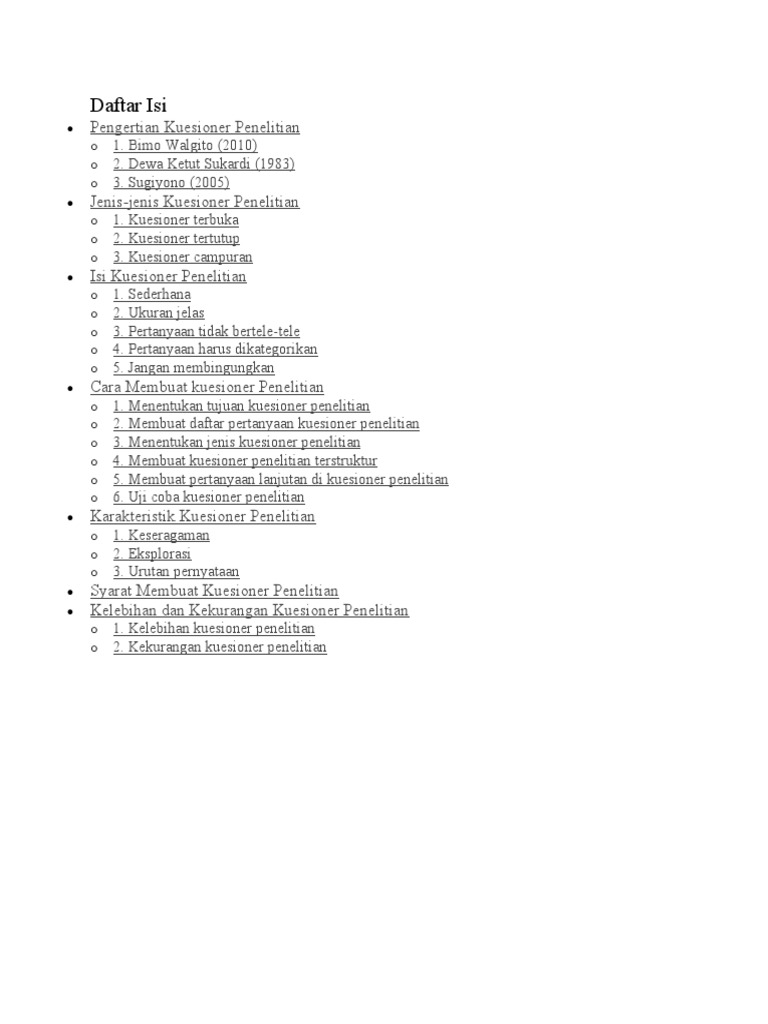Panduan Lengkap Kuesioner Penelitian | PDF