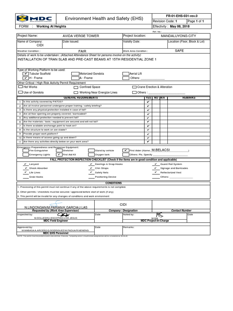 Working at Heights Translab and PB | PDF | Safety