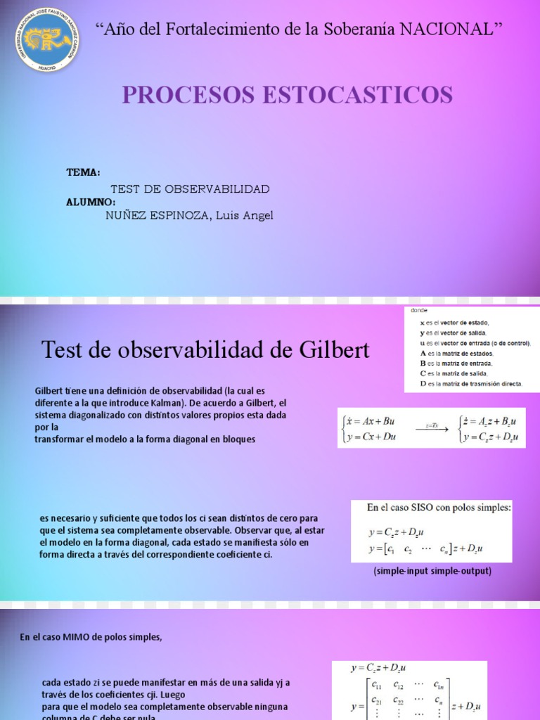 Test de Observabilidad | PDF | Matriz (Matemáticas) | Valores propios y ...